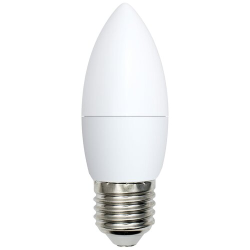 Лампочка Uniel LED-C37-7W-DW-E27-FR-NR Лампа светодиодная. Форма свеча. матовая. Серия Norma. Дневной белый свет 6500K. Картон. ТМ Volpe, E27, 7 Вт