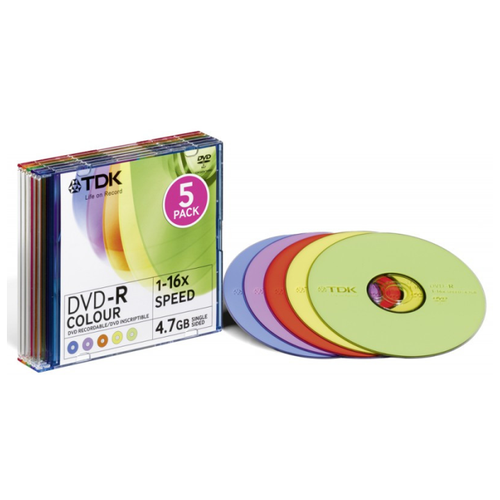 Диск TDK DVD-R 4,7Gb 16x slim colour