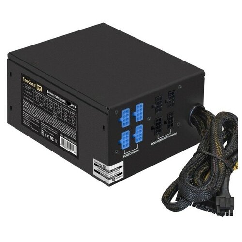 EXEGATE Блок питания EX292336RUS Блок питания 750W 750PPX ATX, APFC, КПД 80% 80 PLUS , 14cm fan, 20+4pin, 2x 4+4 pin, 6xPCI-E, 10xSATA, 4xIDE,