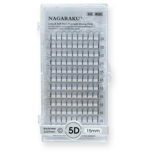Ресницы Nagaraku пучковые 5D, 12 линий (11мм, C, 0.07мм)