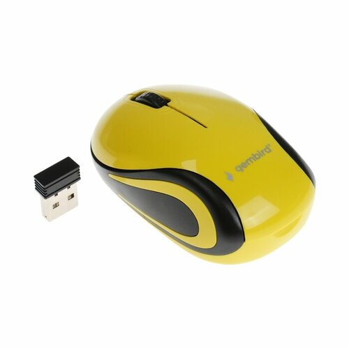 Мышь Gembird MUSW-615, беспроводная, оптическая, 1200 dpi, 1хAAA, USB, желтая (комплект из 3 шт)