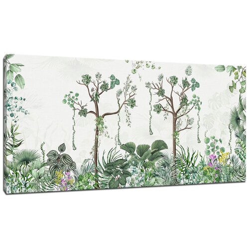 Картина Уютная стена "Панно с тропическими деревьями и листьями" 130х60 см