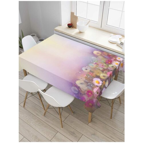 Скатерть прямоугольная JoyArty на кухонный стол "Туман спрятал цветы" из оксфорда, 120x145 см