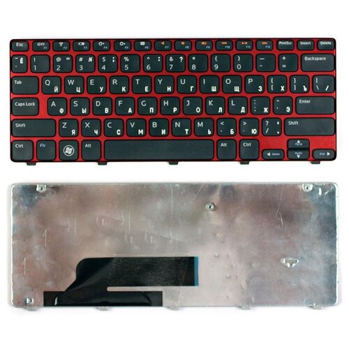 Клавиатура для ноутбука Dell Inspiron M101Z черная с красной рамкой