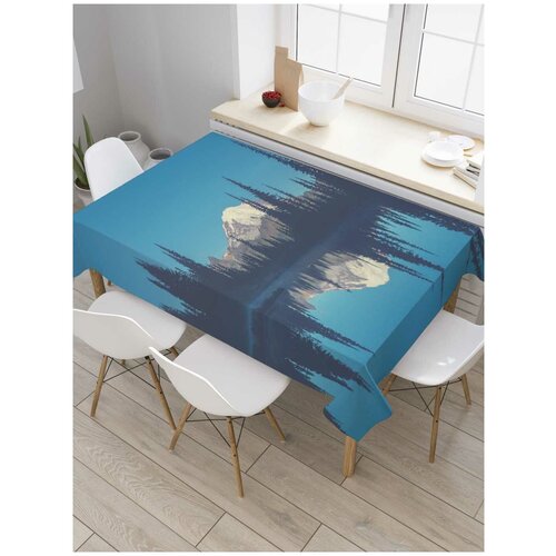 Скатерть прямоугольная JoyArty на кухонный стол "Ночное отражение горы" из оксфорда, 120x145 см