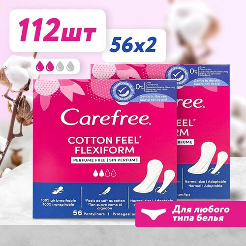 Carefree Прокладки ежедневные гигиенические Flexiform 112шт (56шт х2)