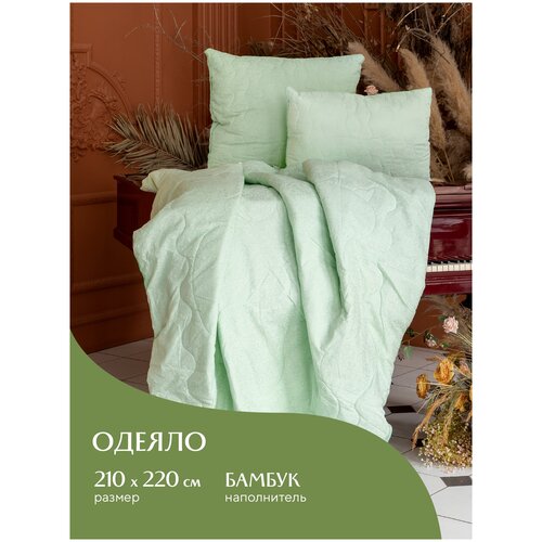 Стеганное одеяло, спальное гипоаллергенное, всесезонное , наполнение - бамбуковое "Mia Cara" wellness 210х205 бамбук рис. 004