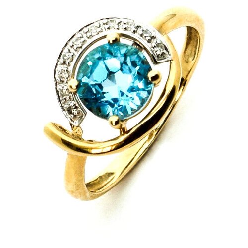 Кольцо Diamond Prime, желтое золото, 585 проба, бриллиант, топаз