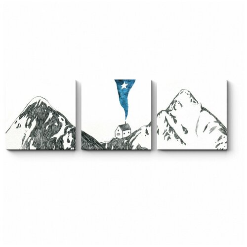 Модульная картина Домик в горах90x30