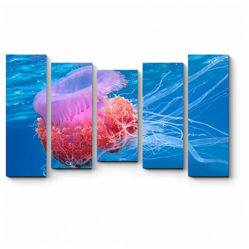 Модульная картина Розовая медуза под водой 120x72