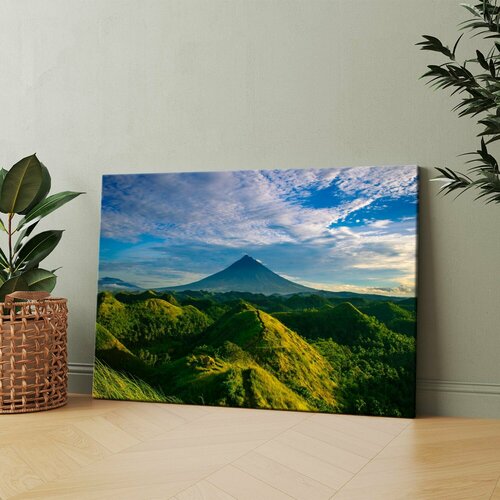 Картина на холсте (Горы природа, холмы, облака, небо) 50x70 см. Интерьерная, на стену.