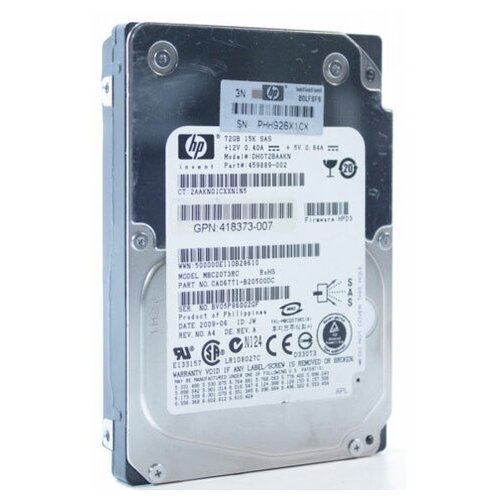Жесткий диск HP DH072BAAKN 72Gb (U300/15000/16Mb) Dual Port SAS 2,5" For Gen4 Gen5 Gen6 Gen7