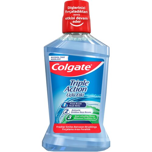 Colgate ополаскиватель Тройное Действие, 500 мл, мята, голубой