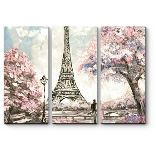 Модульная картина Город любви весной, Париж 100x72