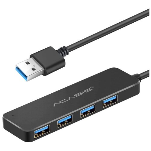 Хаб Acasis USB 3.0 Compact Portable Hub 4 Ports (AB3-L46 60см), черный