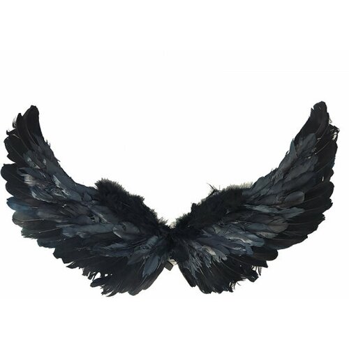 Крылья ангела черные перьевые карнавальные большие 60х35см, на Хэллоуин и Новый год