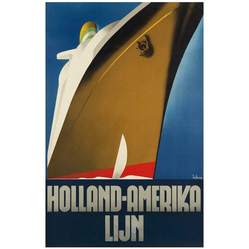 Постер / Плакат / Картина Корабли - Океанский лайнер Голландия - Америка 90х120 см в подарочном тубусе