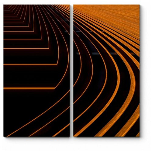 Модульная картина Оранжевые линии90x90