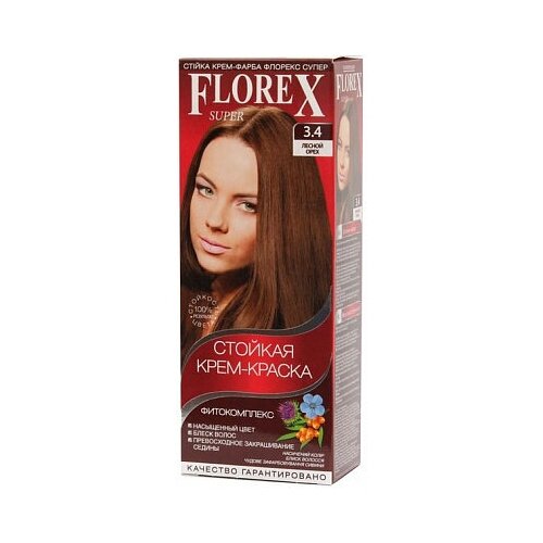 Florex Florex Super стойкая крем-краска, 3.4 лесной орех, 100 мл
