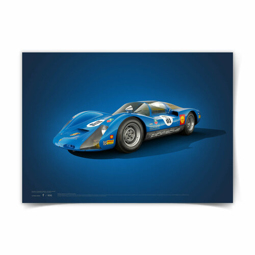 Плакат Porsche 906 Carrera 6 Kurzheck Coupe Blue 50х70 см / постер на стену