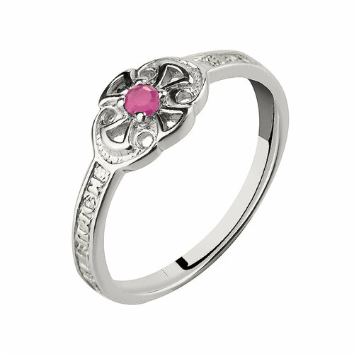 Кольцо CORDE Кольцо "Спаси и Сохрани" с натуральным рубином., серебро, 925 проба, родирование, рубин, размер 16, серебряный, розовый
