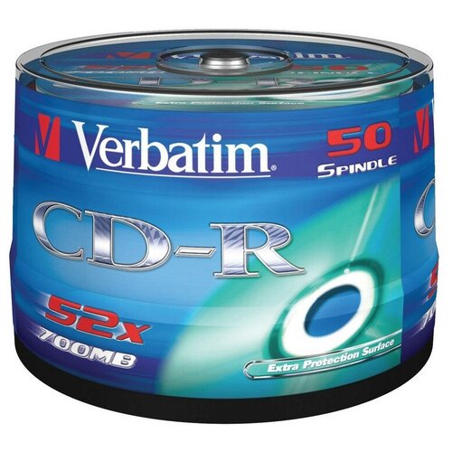 Носители информации CD-R, 52x, Verbatim Extra Protection, Cake/50, 43351