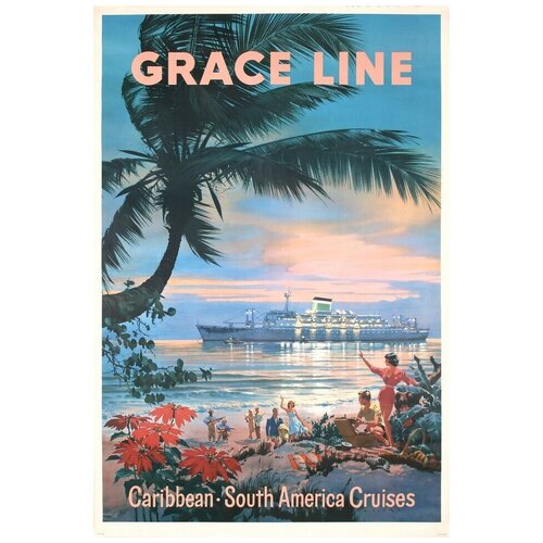 Плакат, постер на бумаге Caribbean Cruises/Карибские круизы. Размер 21 х 30 см