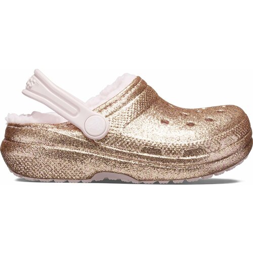 Сабо Crocs CLASSIC LINED GLITTER CLOG, размер 28 RU, золотой, розовый