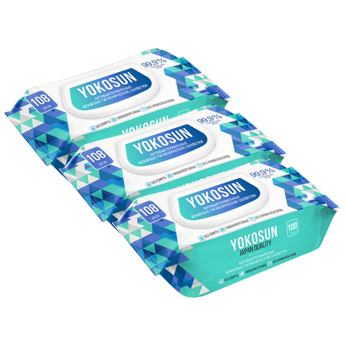 Megabox антибактериальные влажные гигиенические салфетки YokoSun, 324 шт. (108 шт*3), кор