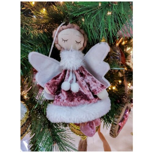Ёлочная игрушка бархатный ангелочек сонья, розовый, 15 см, Due Esse Christmas 11840745-03
