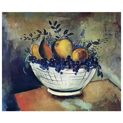 Репродукция на холсте Ваза с фруктами (Still Life with Bowl of Fruit) Вламинк Морис 48см. x 40см.