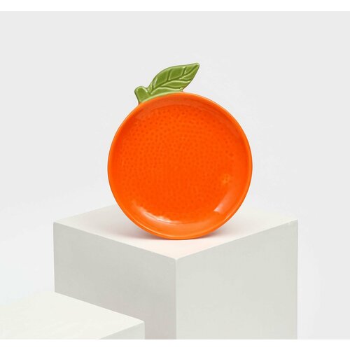 Тарелка керамическая "Апельсин", плоская, оранжевая, 18 см, 1 сорт, Иран