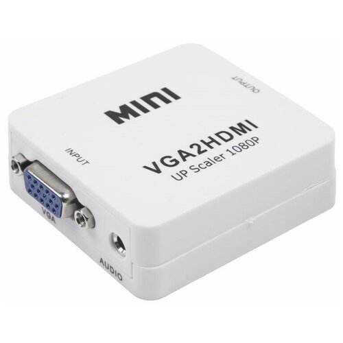 Конвертер VGA + Стерео 3,5 мм на Hdmi, пластик, белый Rexant, 1шт