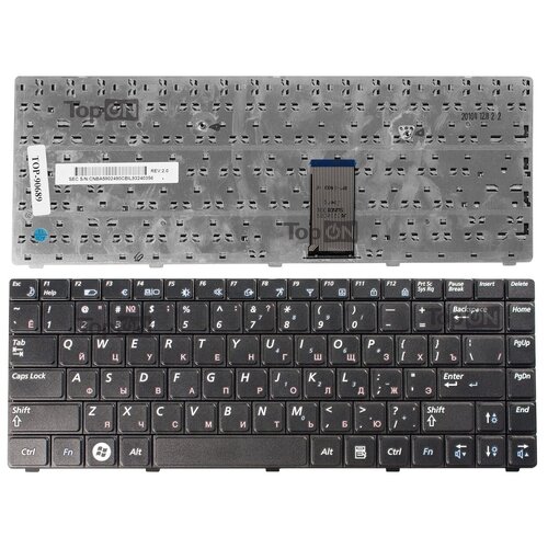 Клавиатура для ноутбука Samsung R425, R467, R465, R463, R420, R428, R429, R468, R470 Series. Плоский Enter. Черная, без рамки. PN: BA59-02490C.