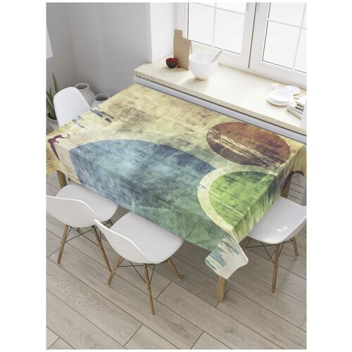 Скатерть прямоугольная JoyArty на кухонный стол "Винтажные круги" из оксфорда, 180x145 см