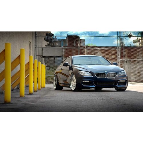 Картина на холсте 60x110 Альянс Лес "BMW tuning blue 650i coupe" на подрамнике / интерьер/ декор