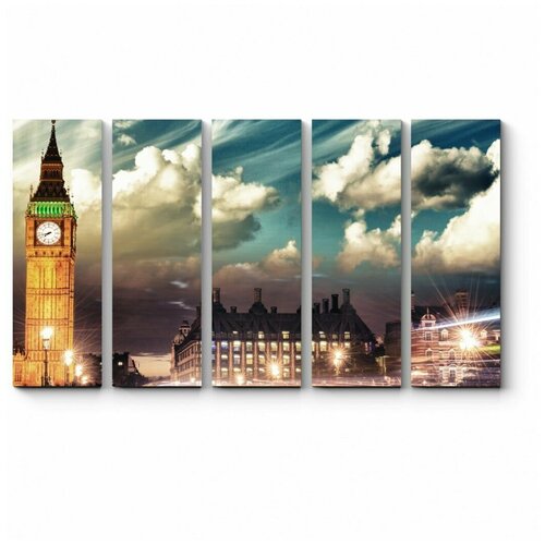 Модульная картина Яркие краски Лондона на закате 130x78
