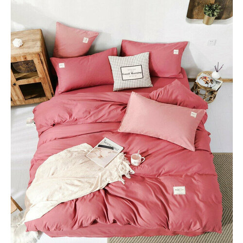 Комплект постельного белья Winni Розовый 1,5 спальный, Жатка, наволочки 70х70