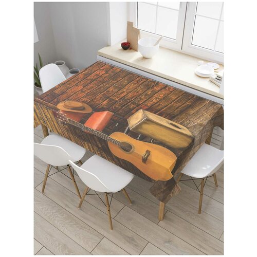 Скатерть прямоугольная JoyArty на кухонный стол "Уголок уличного музыканта" из оксфорда, 120x145 см