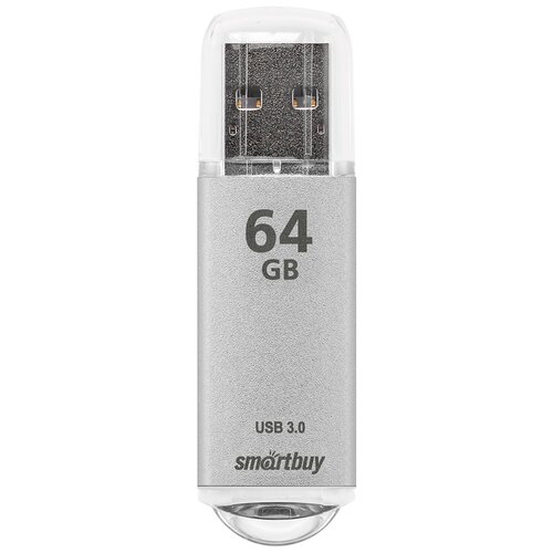 Флешка SmartBuy V-Cut USB 3.0/3.1 64 ГБ, 1 шт., серебристый