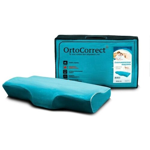 Ортопедическая подушка с эффектом памяти OrtoCorrect IDEAL с центральной П-образной выемкой 58х32