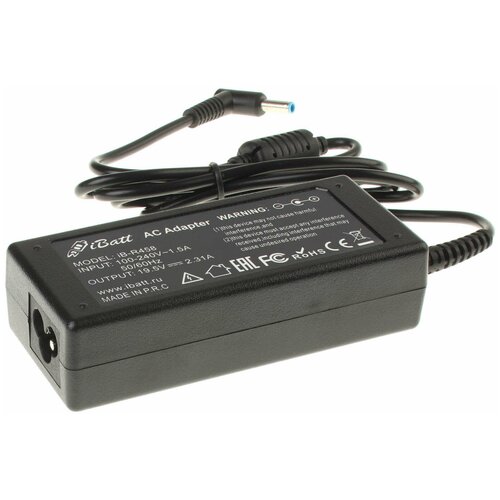 Блок питания iBatt iB-B1-R458 19,5V 2,31A, 45W, разъём 4.5*3.0 mm, pin для HP-Compaq 741727-001, HSTNN-LA40, 740015-003