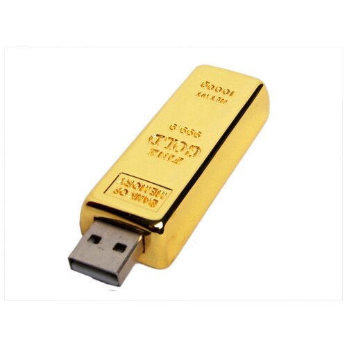 Металлическая флешка в виде слитка золота (128 Гб / GB USB 3.0 Золотой/Gold Gold_bar Флеш-карта Голд бар)
