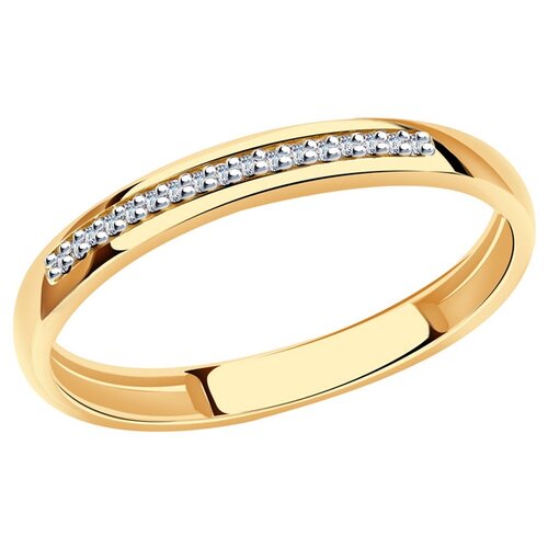 Кольцо обручальное AQUAMARINE, золото, 585 проба, бриллиант, размер 17.5