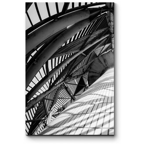 Модульная картина Винтовая черно-белая лестница30x45