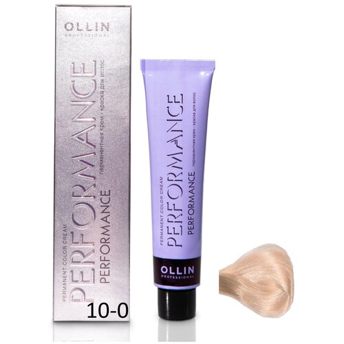 OLLIN Professional Performance перманентная крем-краска для волос, 10/0 светлый блондин, 60 мл