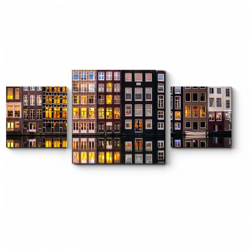 Модульная картина Огни Амстердама 90x39