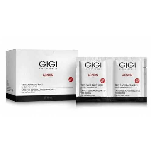 Gigi Салфетки GiGi Acnon Acnon Triple Acid Rapid Wipes, Влажные очищающие салфетки, 30 шт, 30 шт.