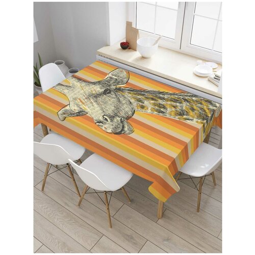 Скатерть прямоугольная JoyArty на кухонный стол "Мохнатый жираф" из оксфорда, 180x145 см