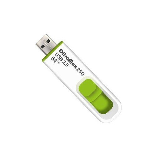 Флешка OltraMax 250, 64 Гб, USB2.0, чт до 15 Мб/с, зап до 8 Мб/с, зелёная